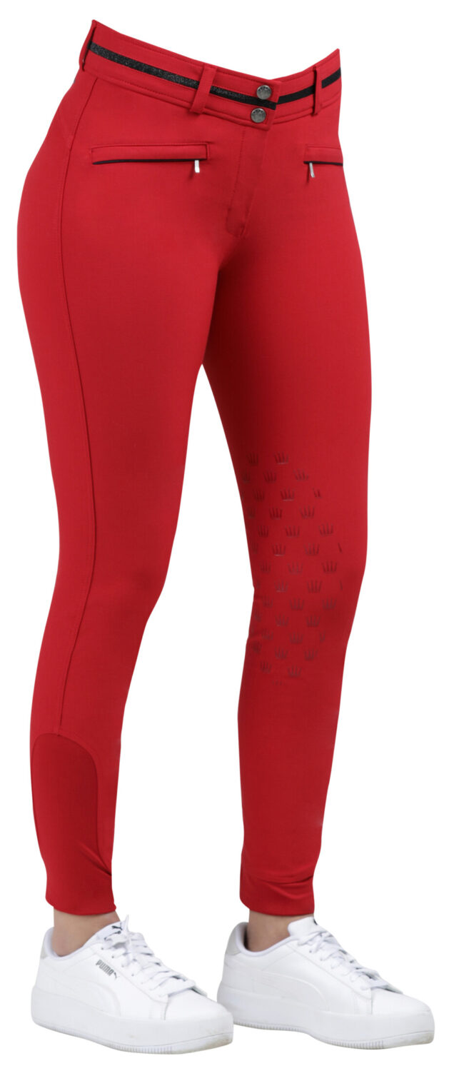 Sarina Knee Grip Breeches - Ribbon Red - Spooks Riding - Australasia